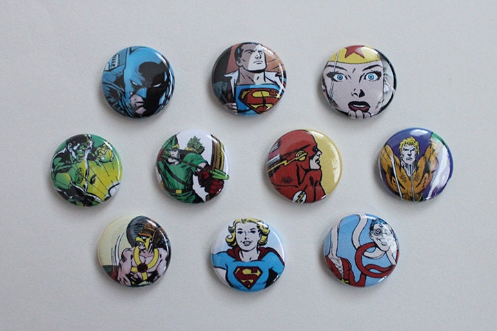 DC Heroes Button Pin Set - Etsy