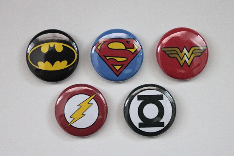 DC Hero Logos Button Pin Set - Etsy