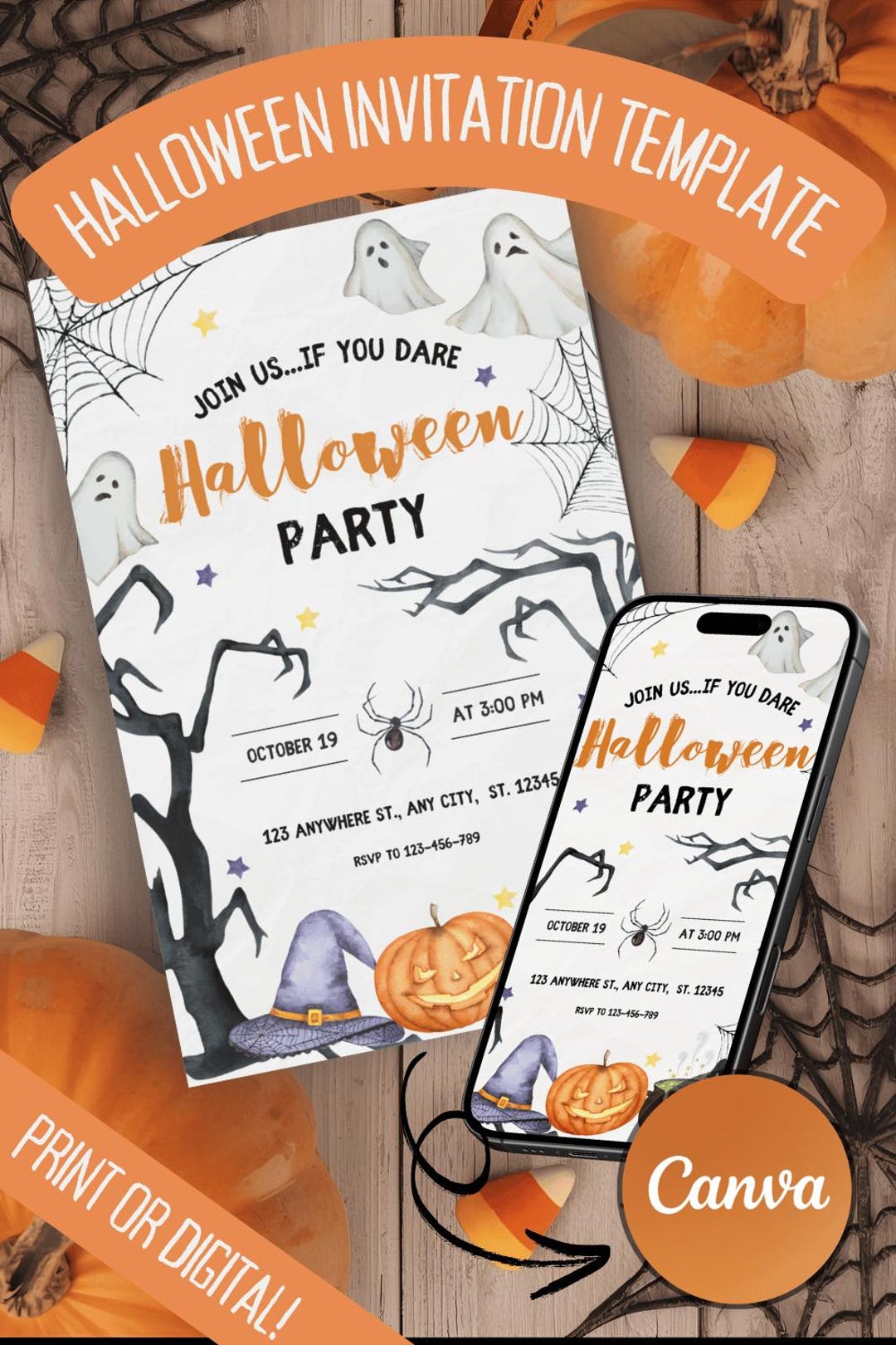 Editable Halloween Party Invitation | Spooky Theme | Print or Phone ...