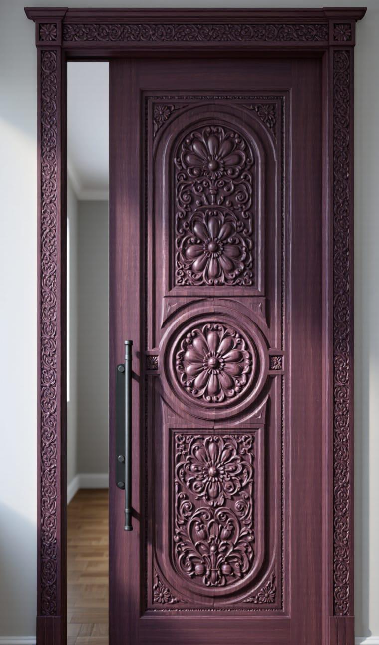 Hand-carved Solid Wood Door: Custom Floral Design, Made to Order - Etsy