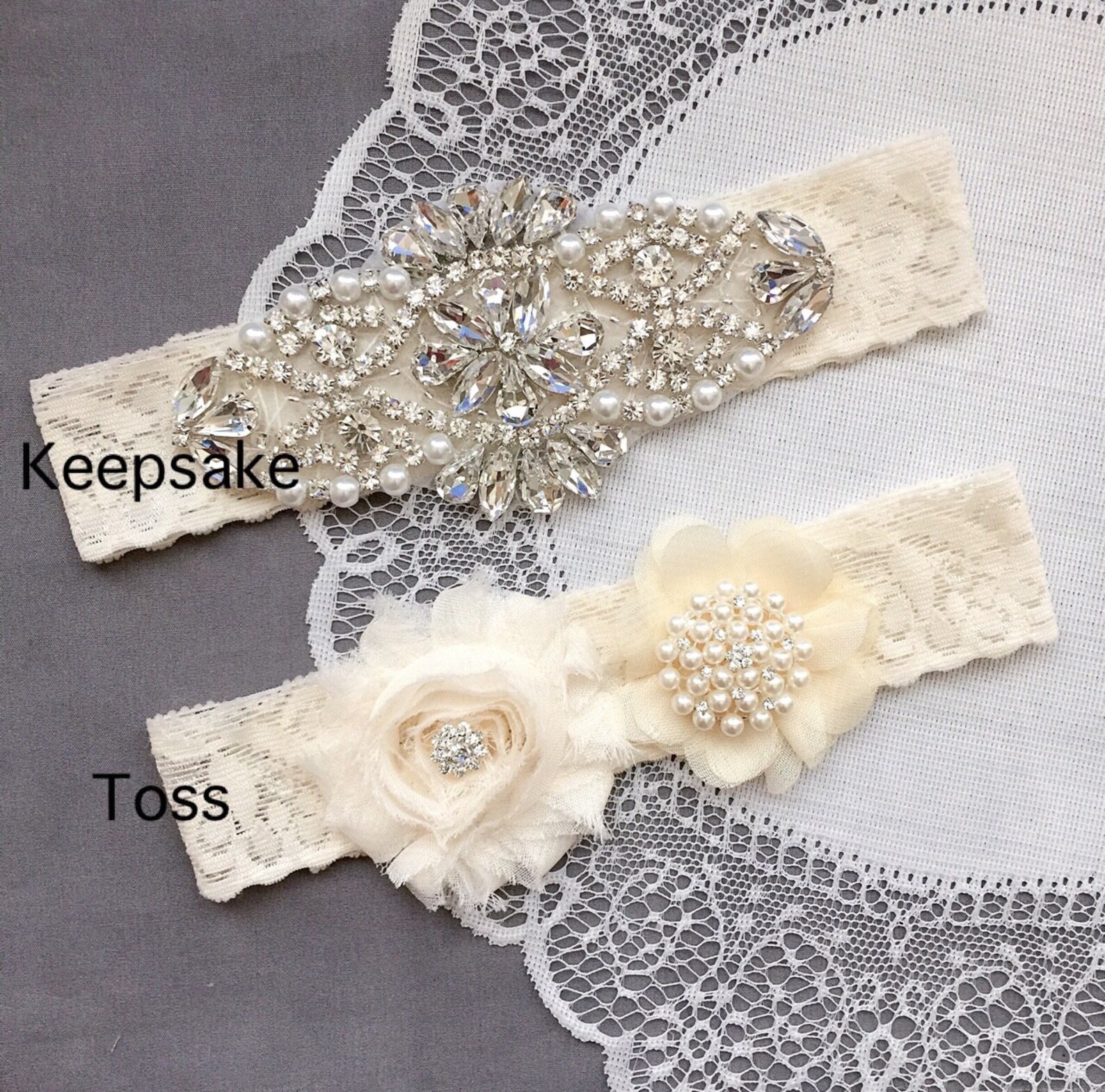 Wedding Garter Belt Set Bridal Garter Set Ivory Lace Garter Belt Lace ...