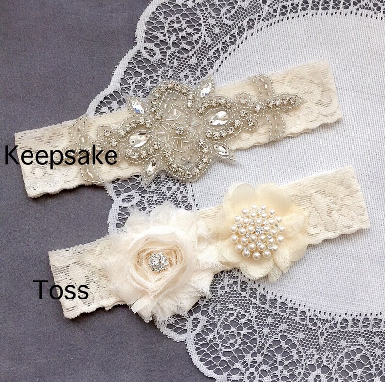 Wedding Garter Belt Set Bridal Garter Set Ivory Lace Garter Belt Lace ...