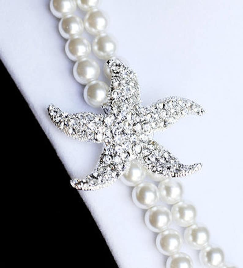 Bridal Pearl Rhinestone Necklace Double Strand Crystal Beach - Etsy