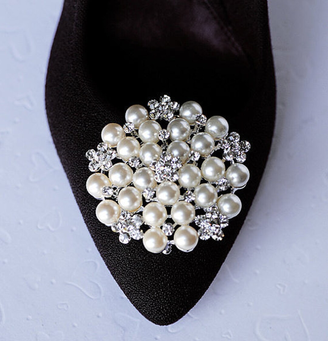 Bridal Shoe Clips Pearl Crystal Rhinestone Shoe Clips Wedding Party ...