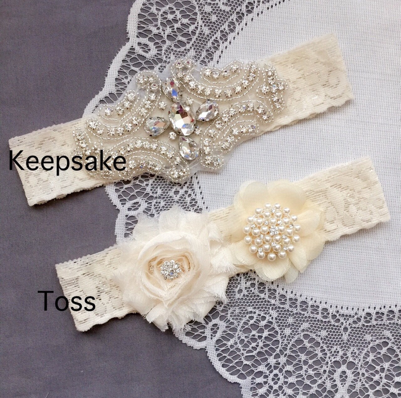 Wedding Garter Belt Set Bridal Garter Set Ivory Lace Garter Belt Lace ...