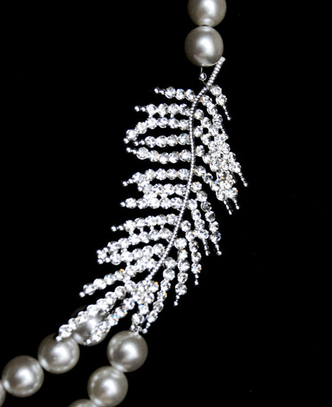 Bridal Pearl Rhinestone Necklace Two Strand Wedding Jewelry - Etsy