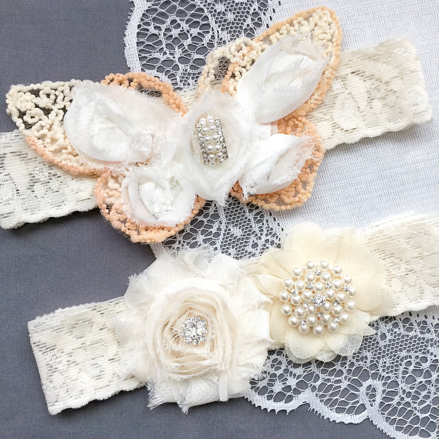 Wedding Garter Belt Set Bridal Garter Set Butterfly Ivory Lace Garter ...