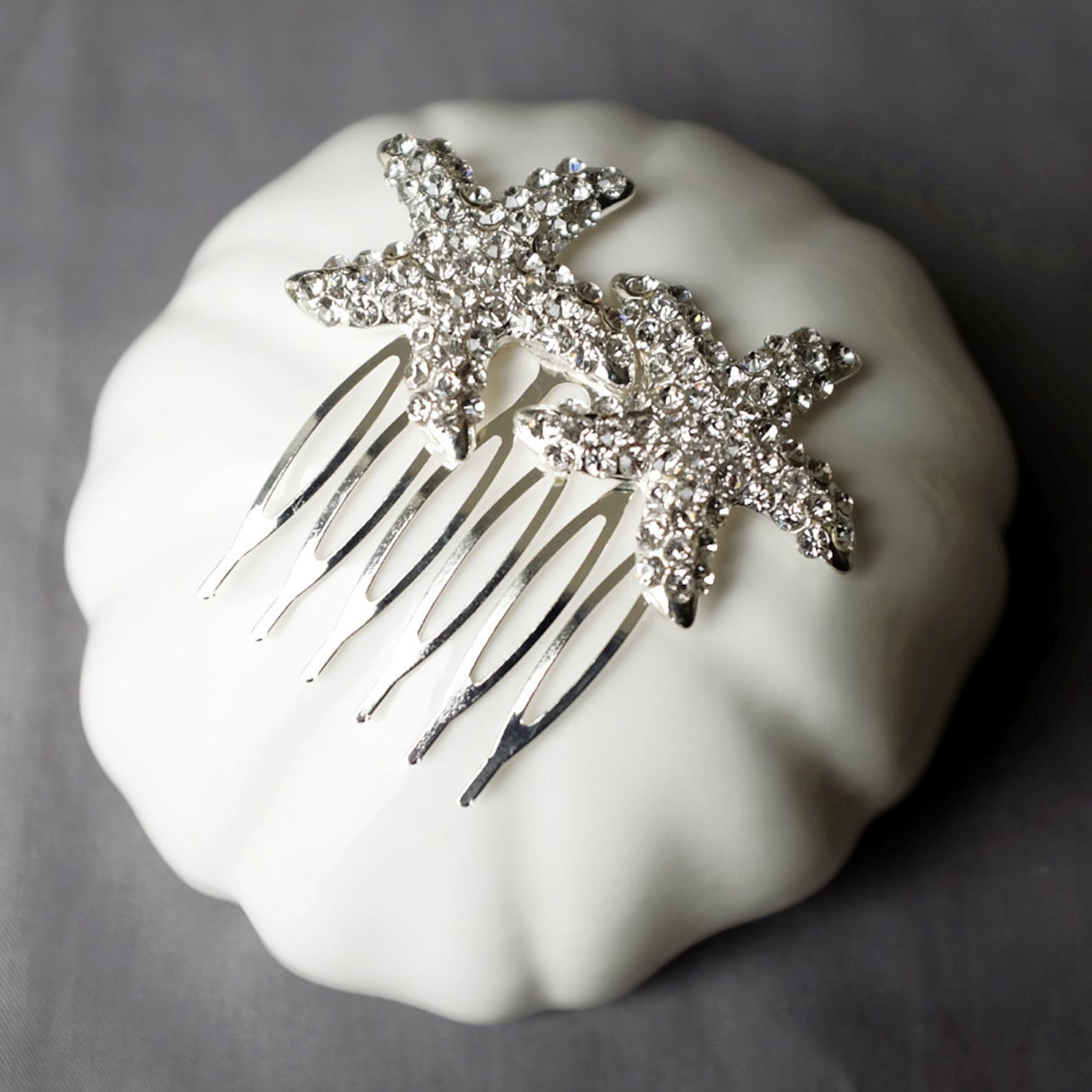 Bridal Rhinestone Hair Comb Double Crystal Starfish Hair Comb Hair Clip ...