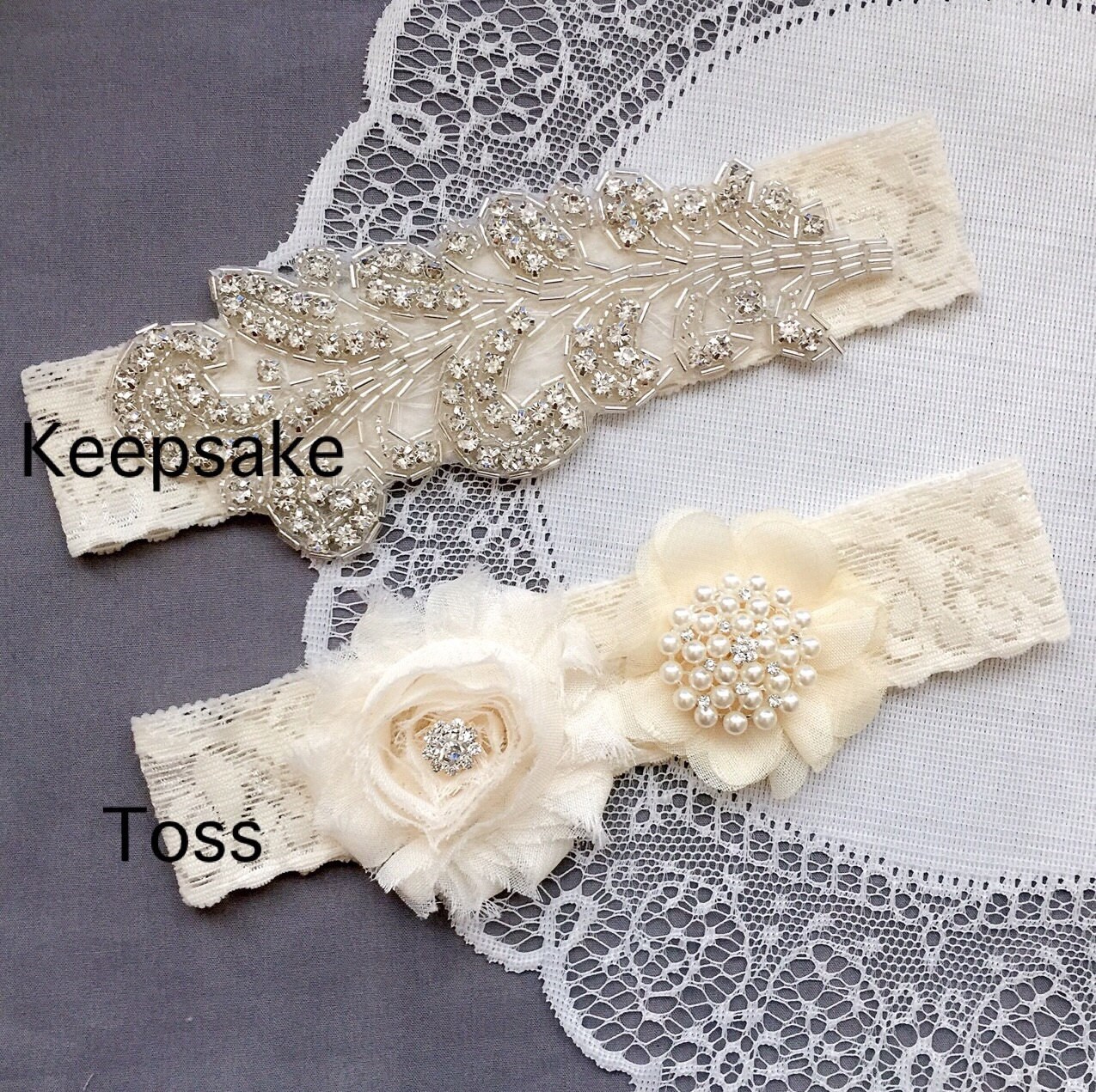 Wedding Garter Belt Set Bridal Garter Set Ivory Lace Garter | Etsy