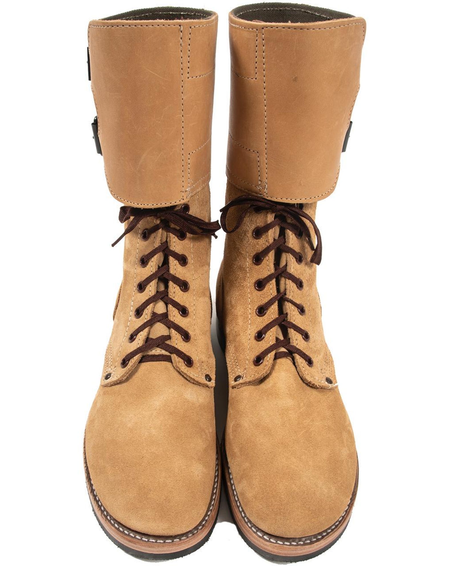 Handmade Roughout Leather Combat Boots – Vintage Style Double Buckle ...