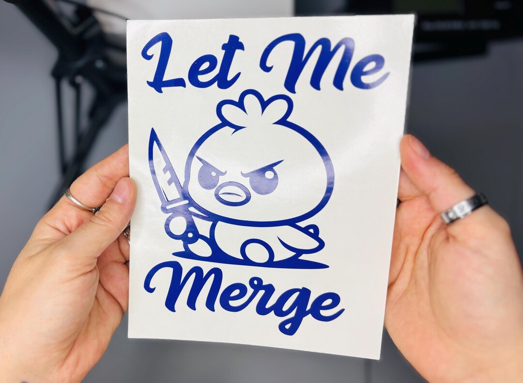 Let Me Merge Car Decal | Funny Angry Chicken Sticker | Road Rage Humor ...