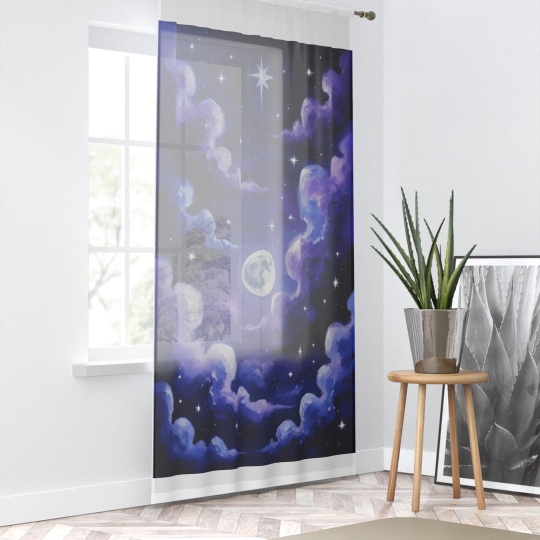Celestial Window Curtain - Moon & Stars Design, Bedroom Decor, Home ...