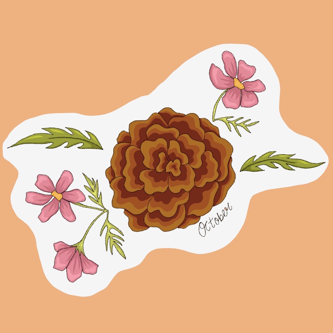 October Birth Flower 2inch Sticker - Etsy