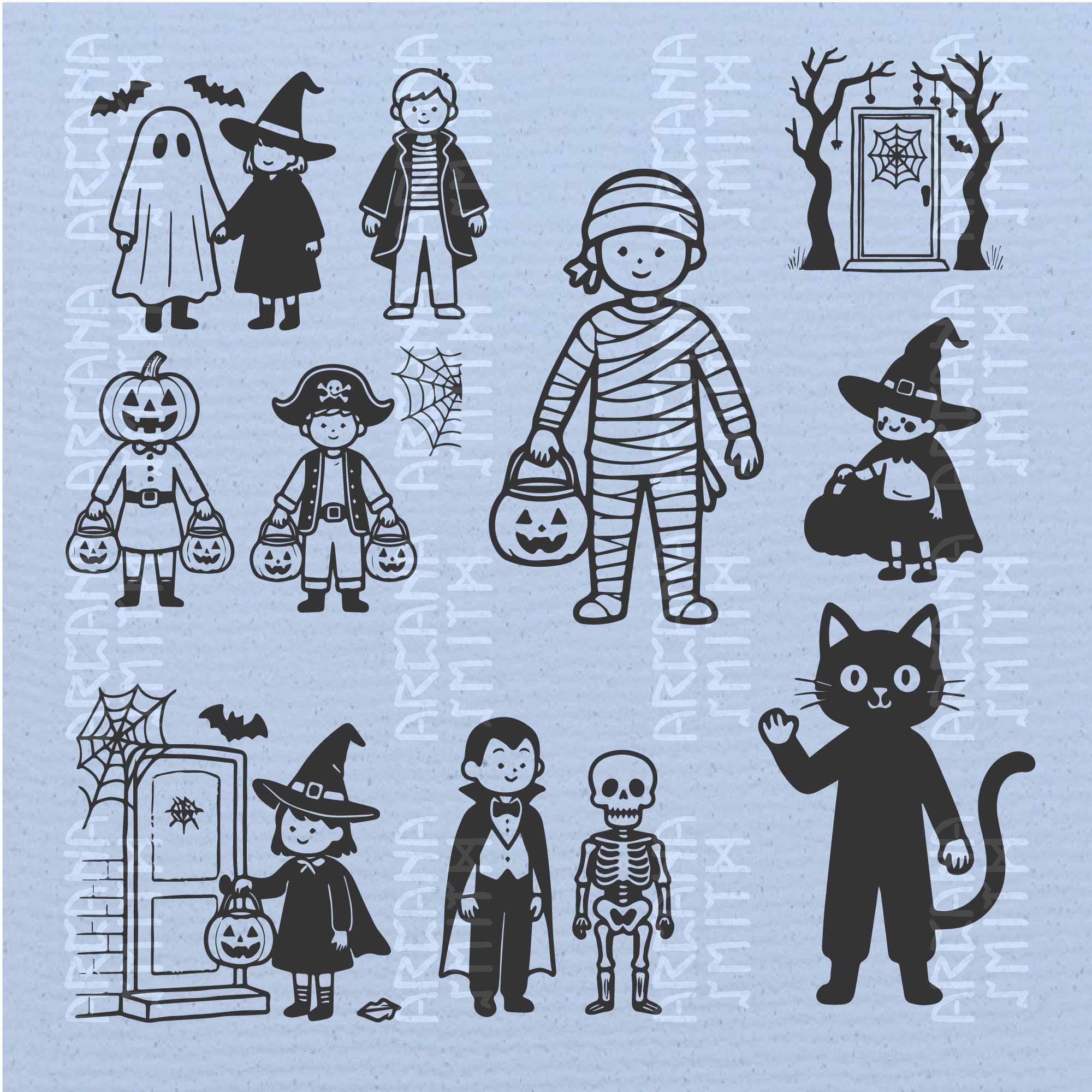 113 Halloween Clip Art & Line Art Bundle , Graphic Vector ,SVG File ...