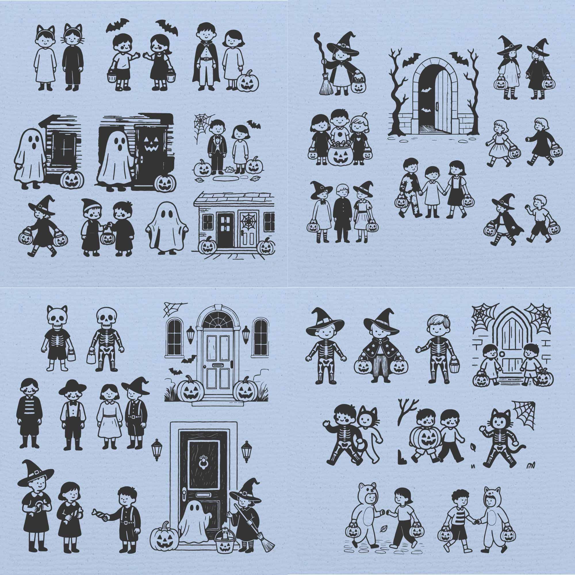 113 Halloween Clip Art & Line Art Bundle , Graphic Vector ,SVG File ...