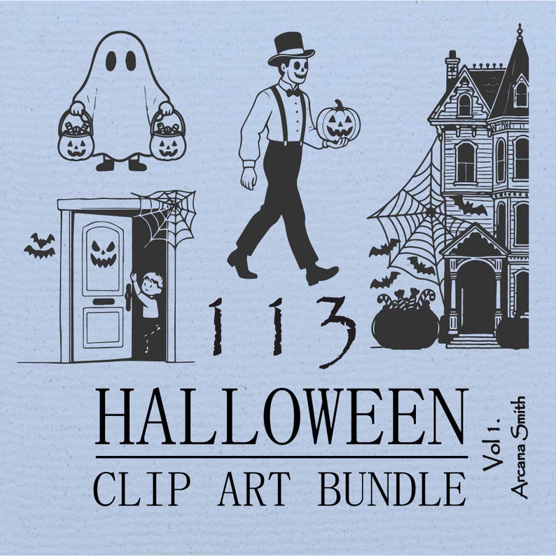 113 Halloween Clip Art & Line Art Bundle , Graphic Vector ,SVG File ...