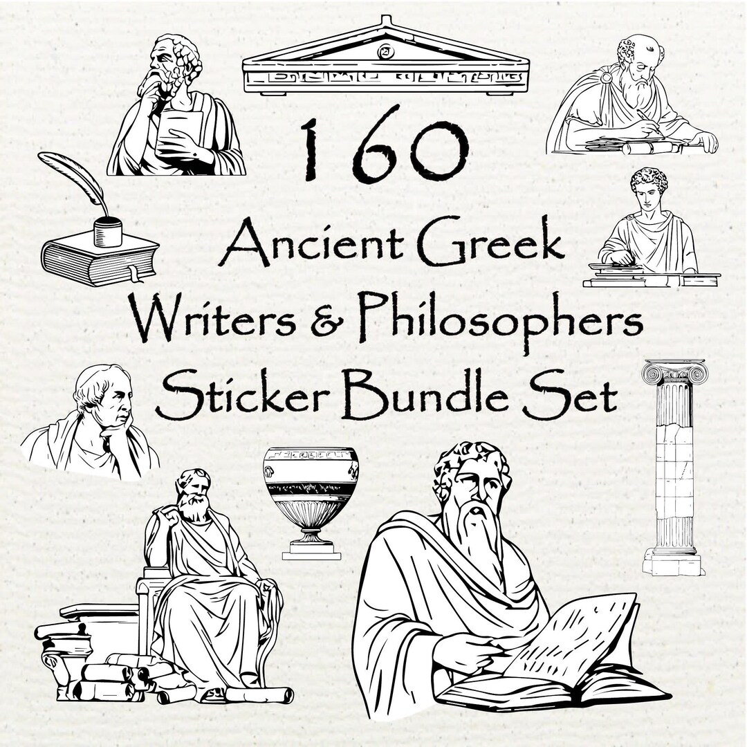 160 Ancient Greek Philosophers Sticker Bundle: AI & SVG Clipart ...