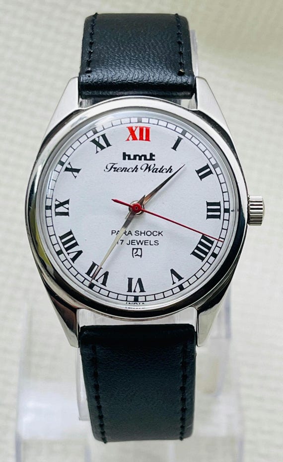 Vintage HMT French Mechanical Watch: 17 Jewels, Roman… - Gem