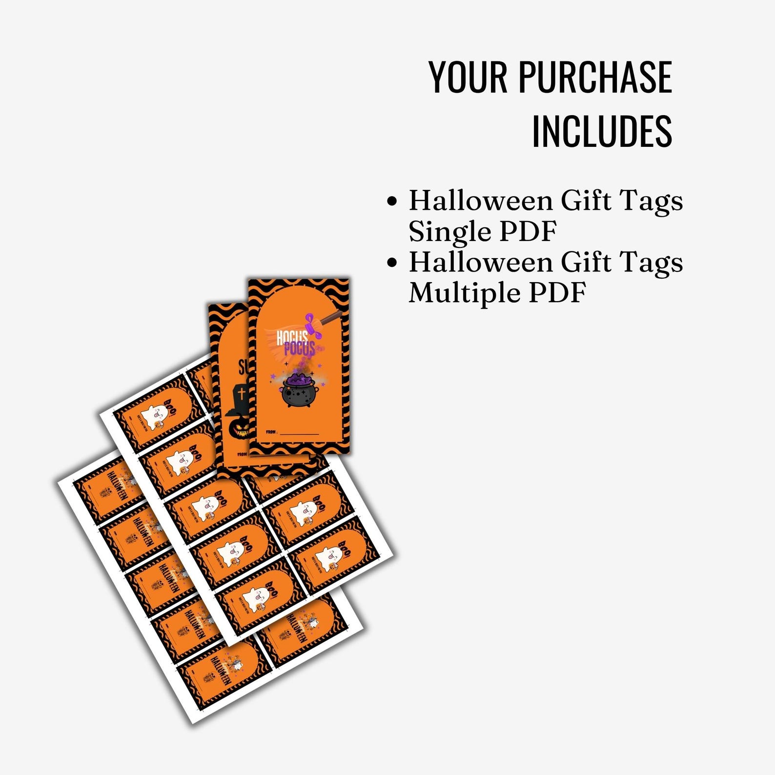 Retro Halloween Gift Tags Bundle | Printable Trick or Treat Favor Tags ...
