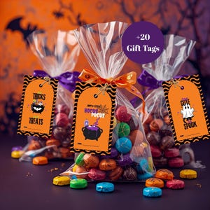 Retro Halloween Gift Tags Bundle | Printable Trick or Treat Favor Tags ...