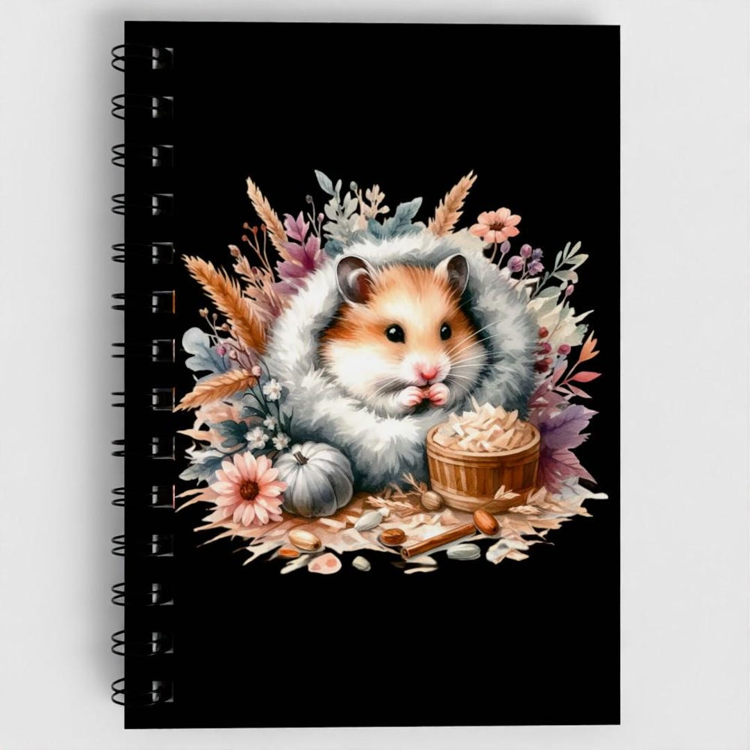 Cute Hamster Hideout Floral Design Notebook With Lined Pages – Cute ...
