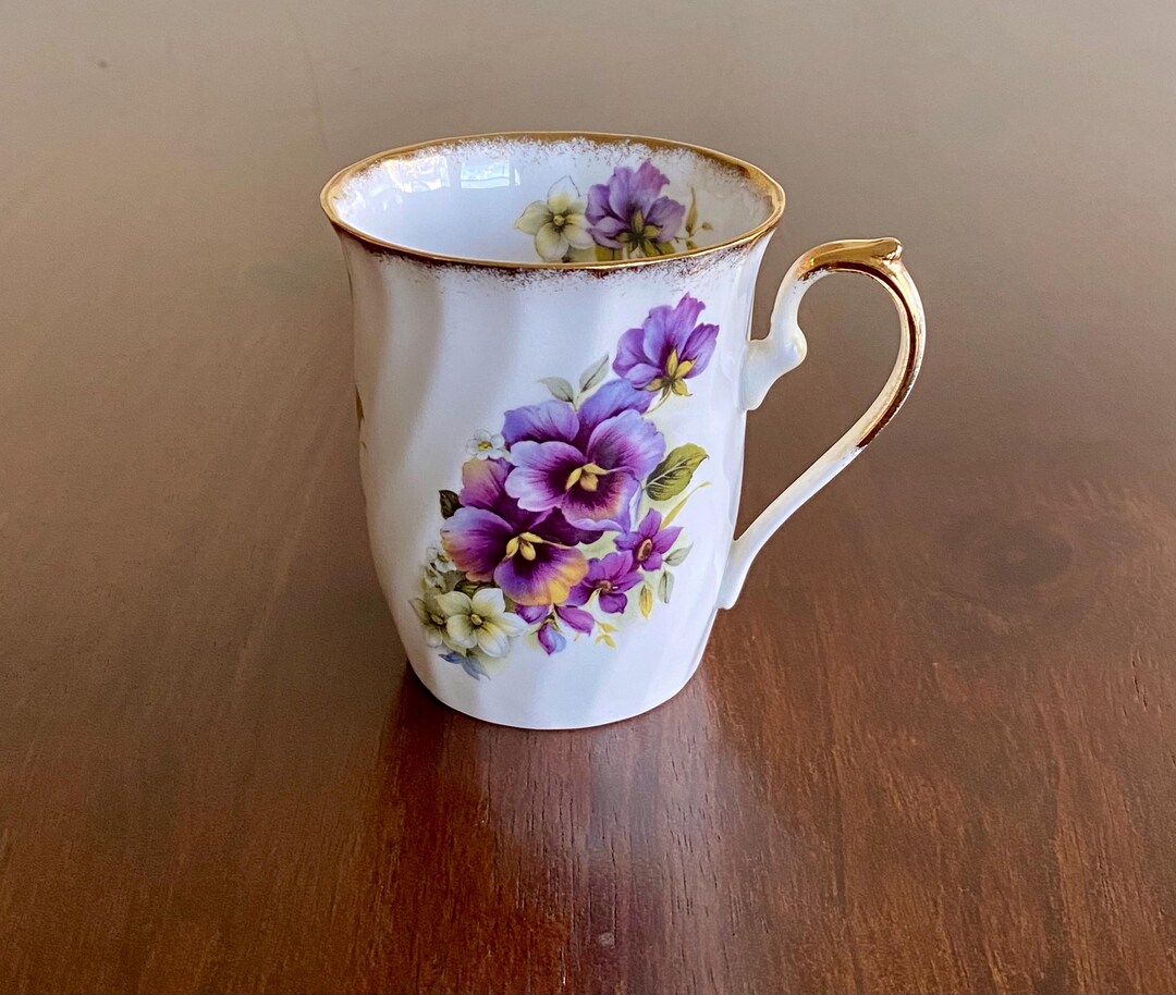 Vintage Crown Victorian Coffee/tea Mug Cup Floral Purple Gold Trim ...