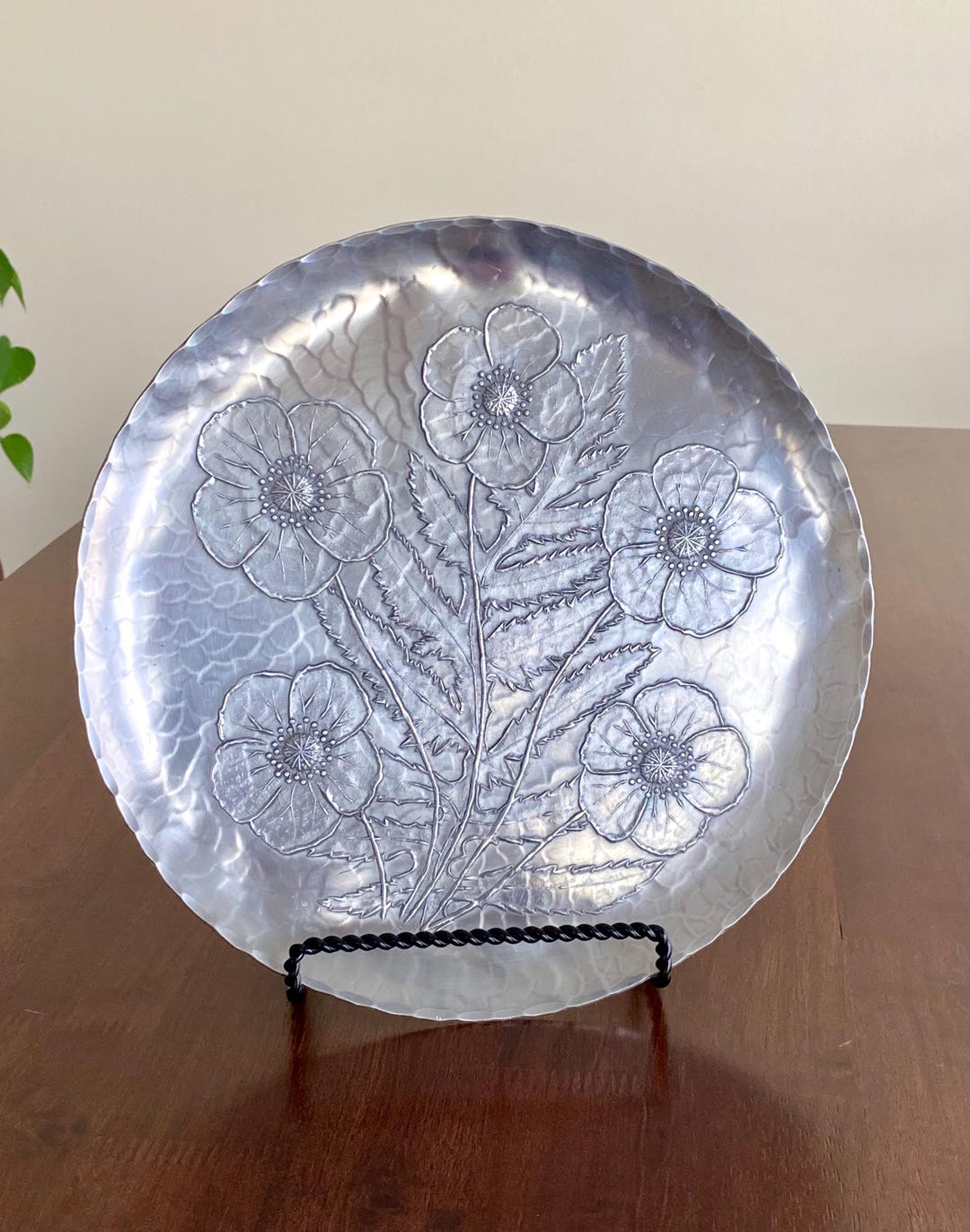 100% Handmade Deponceau Hammered Aluminum Tray/plate CMC Vintage Art ...