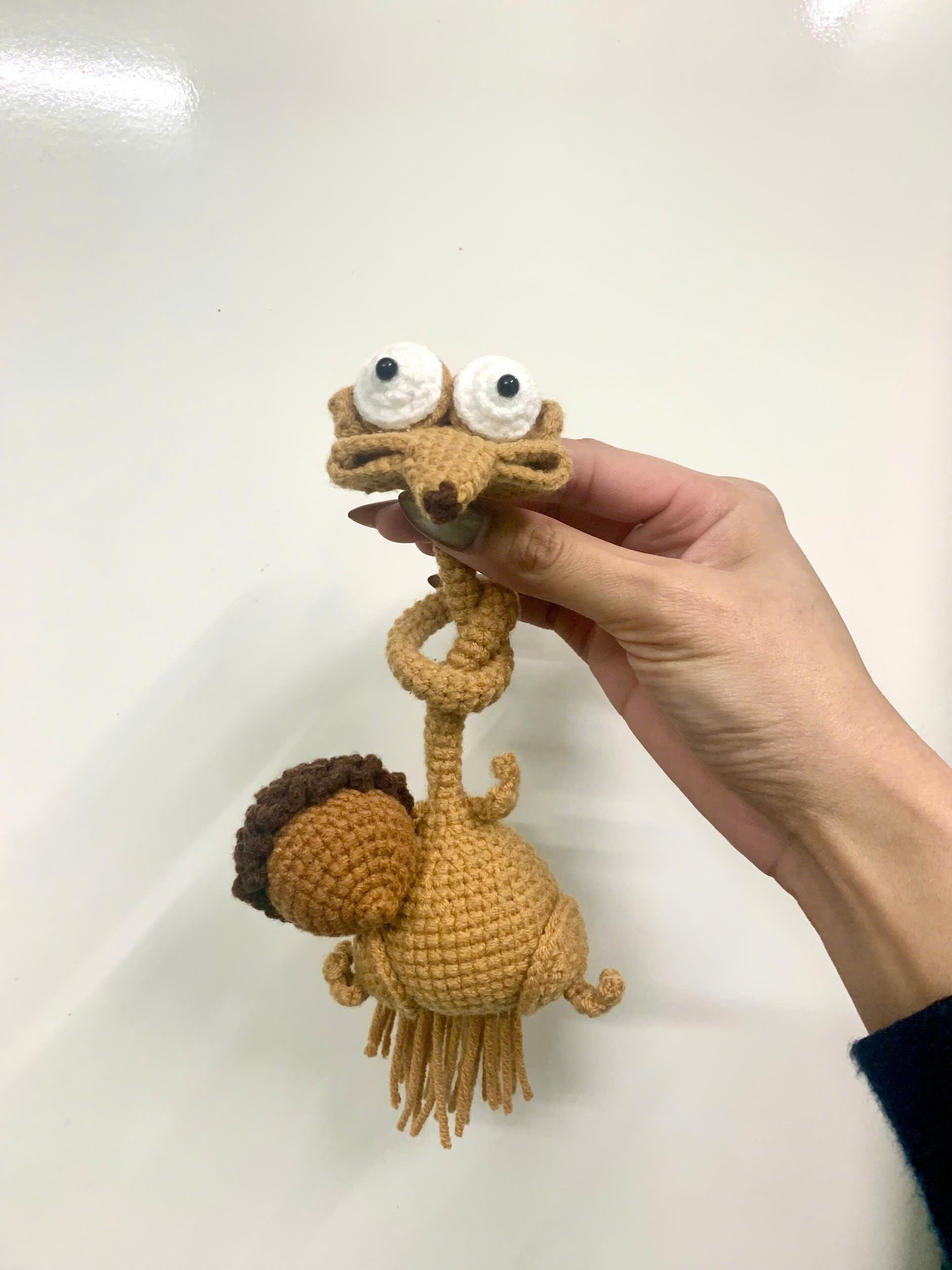 Handmade Long Neck Sloth, Squirrel Bag Charm | Long Neck Animal Crochet ...