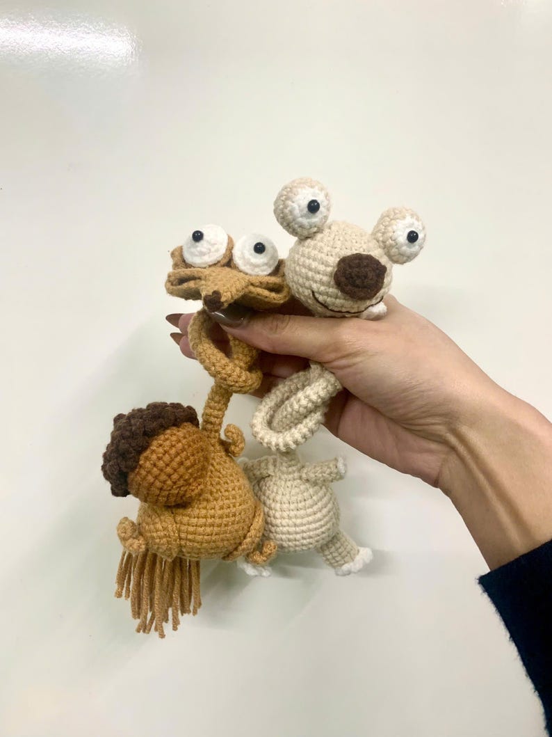 Handmade Long Neck Sloth, Squirrel Bag Charm | Long Neck Animal Crochet ...