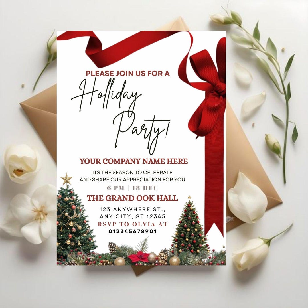 Work Holiday Party Invitation , Office Staff Appreciation, Editable ...