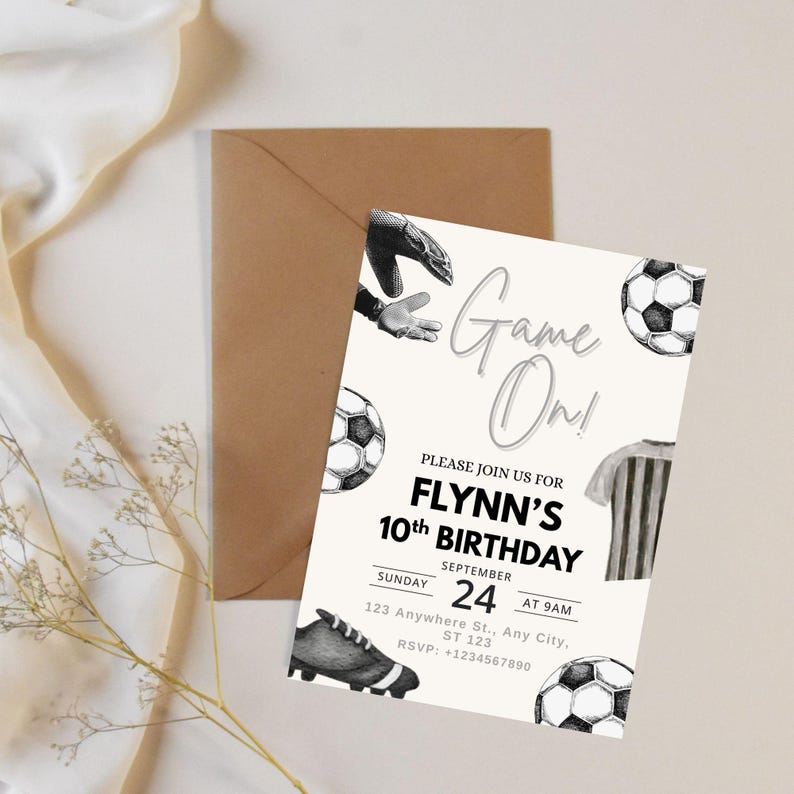 Soccer Birthday Invitation, Editable Soccer Party Invite, Kids Football ...