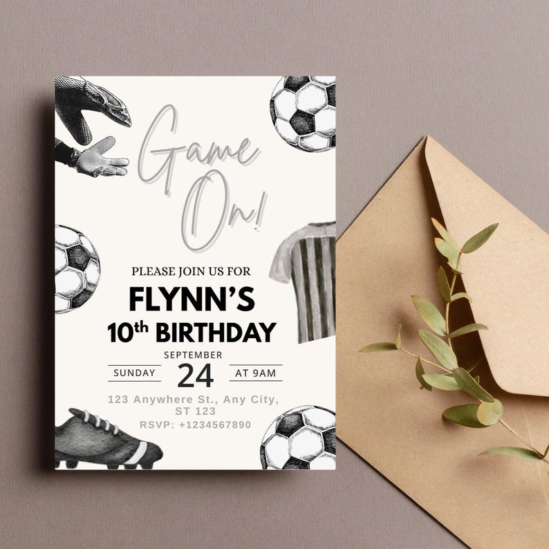 Soccer Birthday Invitation, Editable Soccer Party Invite, Kids Football ...