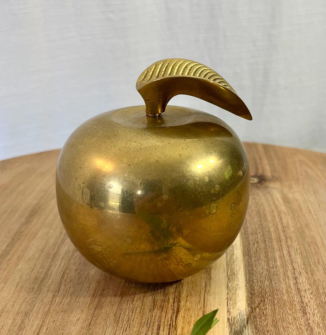 Vintage Heavy Brass Apple Paperweight — Patina, 2 Lbs — Classic Desk ...
