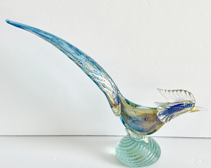 Venetian Art Glass Bird Sculpture, Mid Century Murano Blown Glass ...