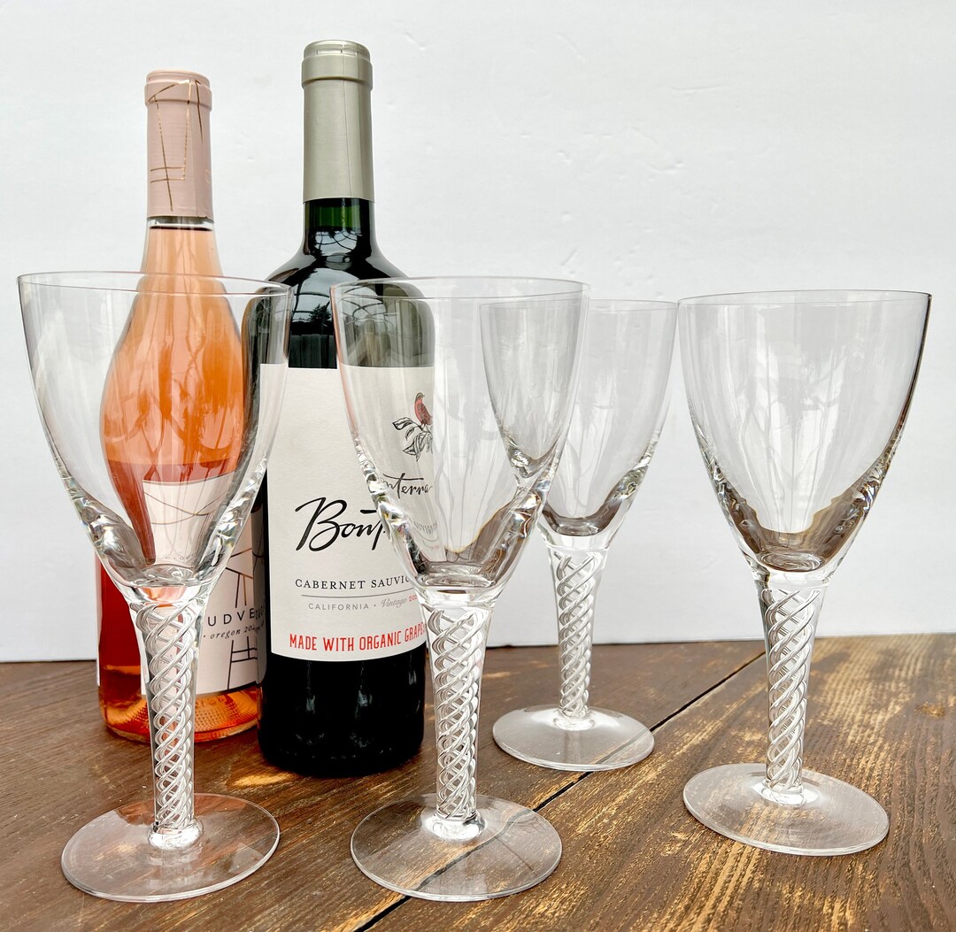 Vintage STUART Crystal Air Twist Stemware Set of Four Ariel - Etsy