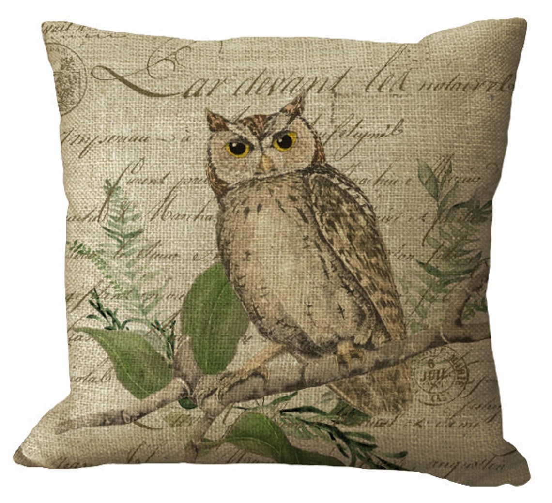 Coordinating Owls on Branch French Letter in Choice of 14x14 | Etsy