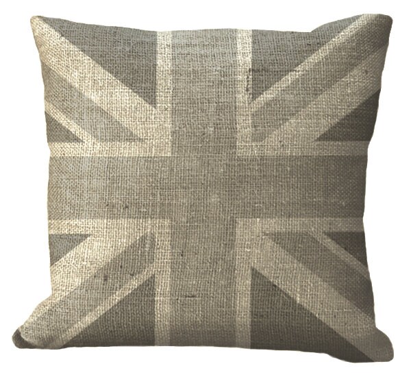 Burlap Gray Union Jack Lumbar Oblong or Square Choice 16x12 - Etsy