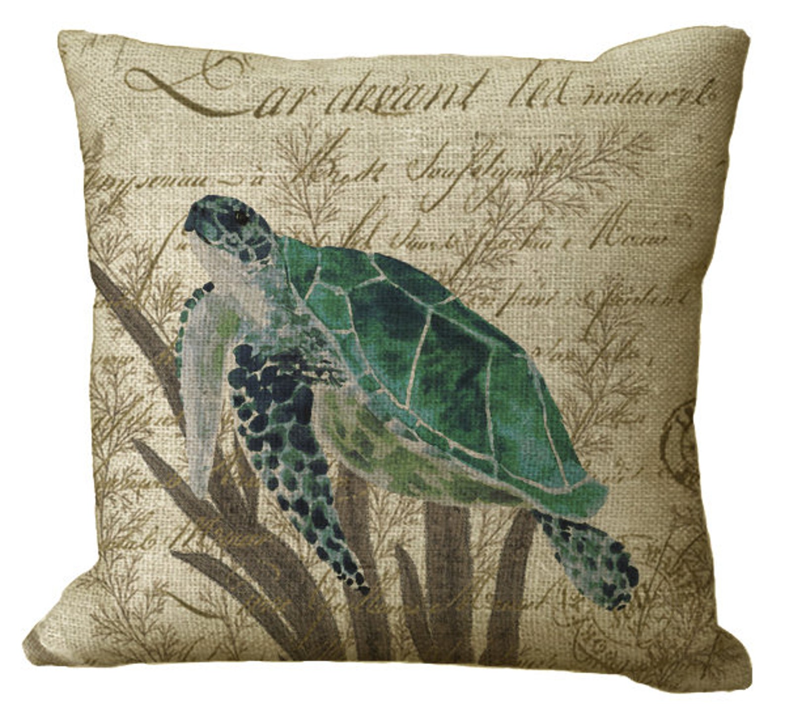 Blue Green Sea Turtle Choice of 14x14 16x16 18x18 20x20 22x22 - Etsy