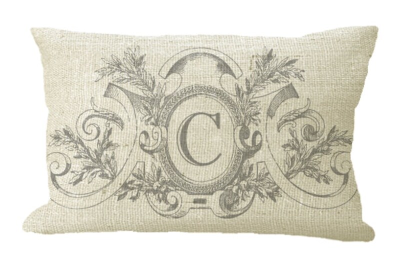 Neutral Gray Fancy Frame Custom Monogram Oblong in Choice of - Etsy