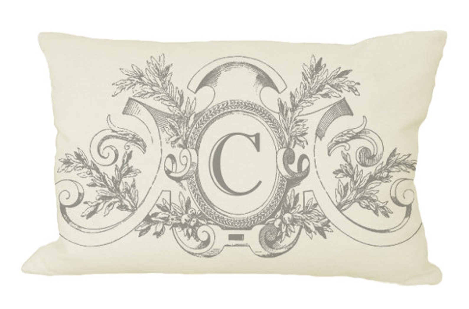 Neutral Gray Fancy Frame Custom Monogram Oblong in Choice of - Etsy