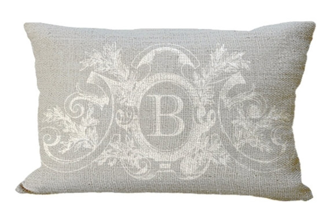 Soft Gray Neutral Fancy Frame Custom Monogram on Off-white - Etsy