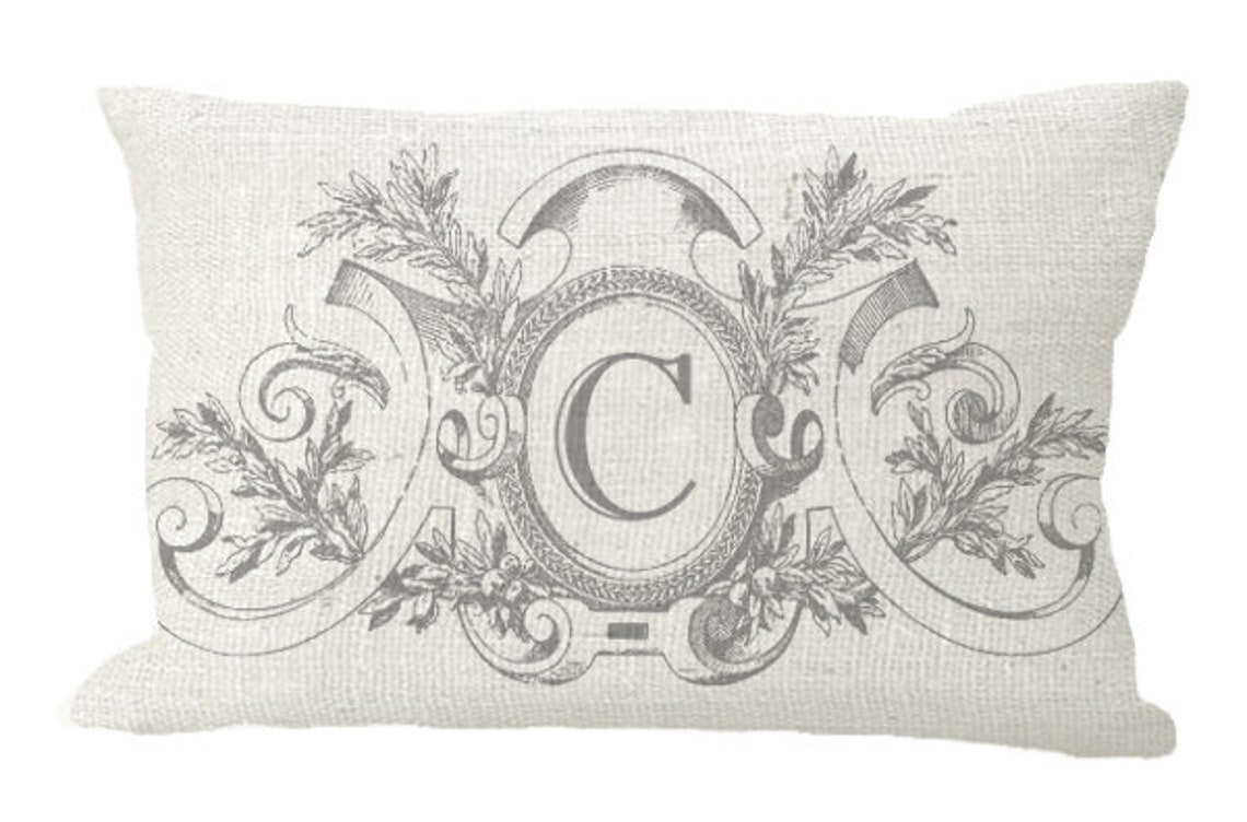 Neutral Gray Fancy Frame Custom Monogram Oblong in Choice of - Etsy