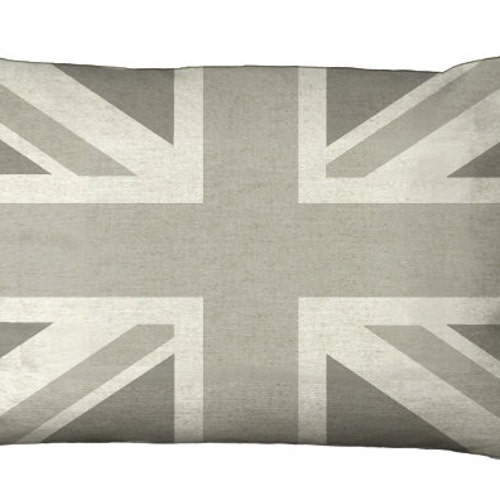 Burlap Gray Union Jack Lumbar Oblong or Square Choice 16x12 - Etsy