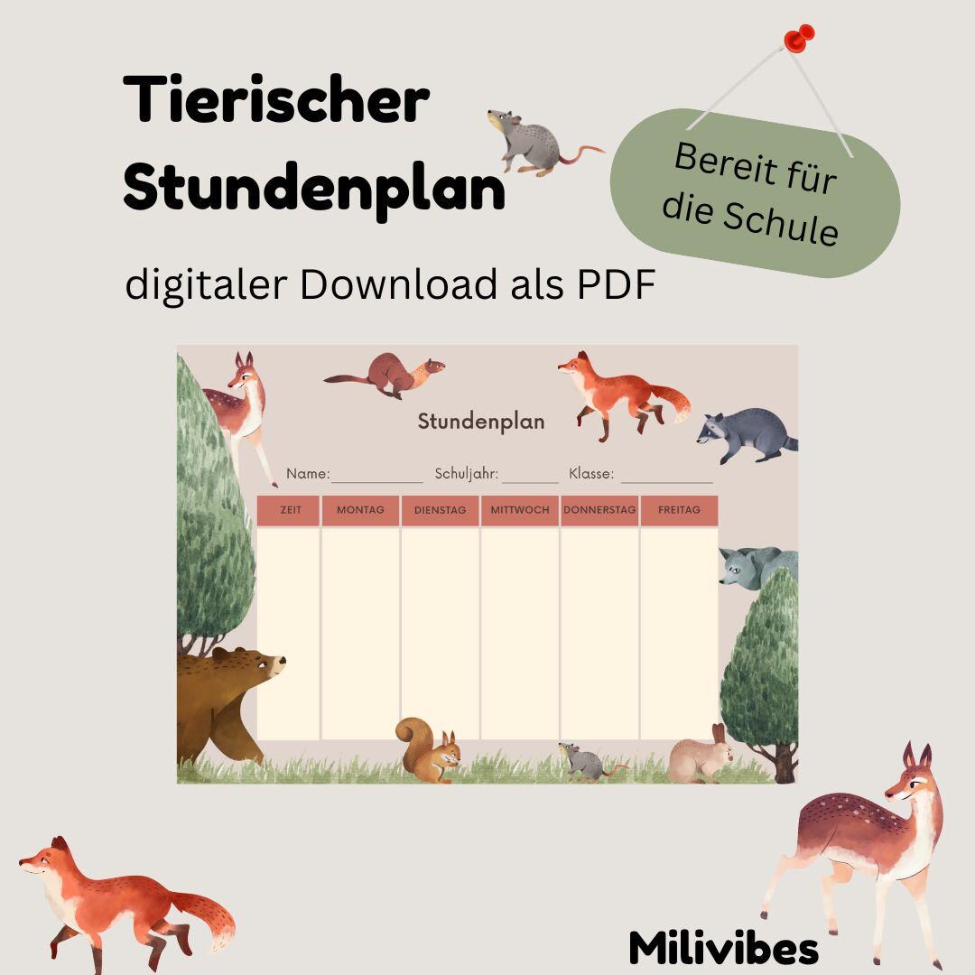 Forest Animal Timetable for Children to Print – Lovingly Illustrated ...