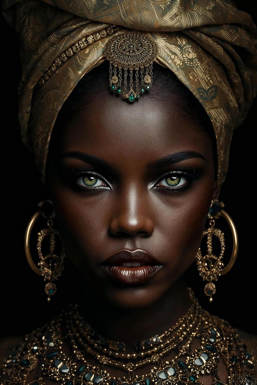 African Queen Gold Portrait, Luxury Wall Art (digital Download 24x36 ...