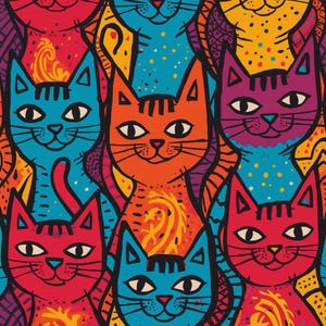 Graphic Cats: Digital Poster - Etsy