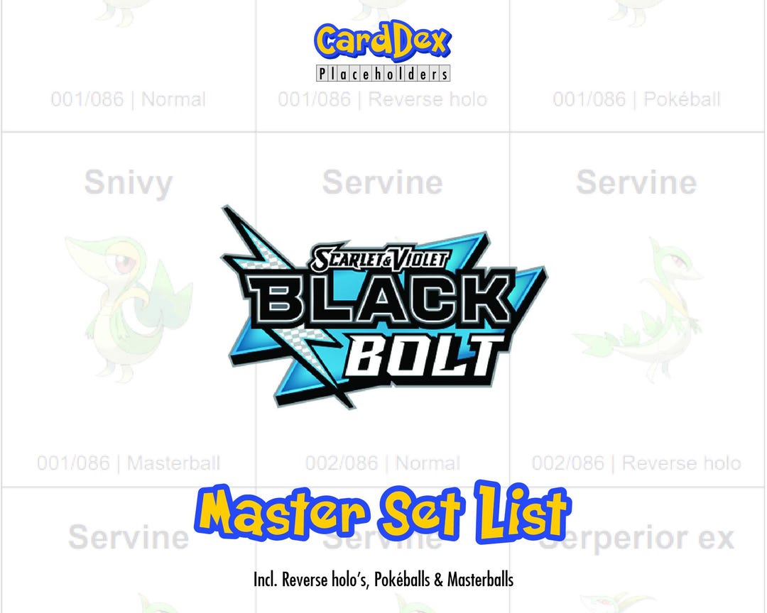 Pokémon SV10.5 Black Bolt Master Set Binder Tracker PDF – Printable Pokémon TCG Organizer ...