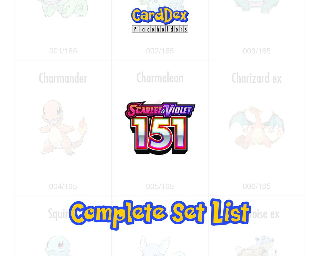 SV03.5 Pokémon 151 Complete Set Printable Binder Tracker PDF- Carddex ...