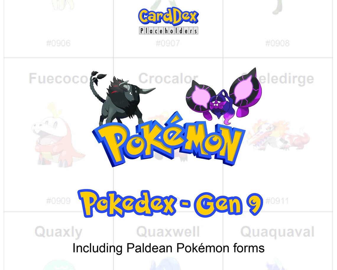 Pokédex Gen 9, Paldean Forms Printable Binder Placeholders (PDF) - Etsy