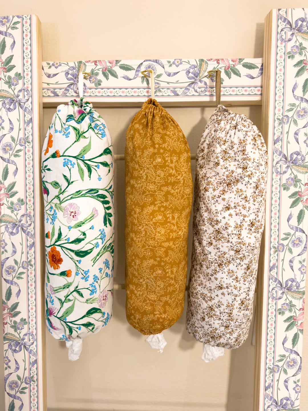Hanging Plastic Bag Holder – Fabric Grocery Bag Dispenser – Reusable ...